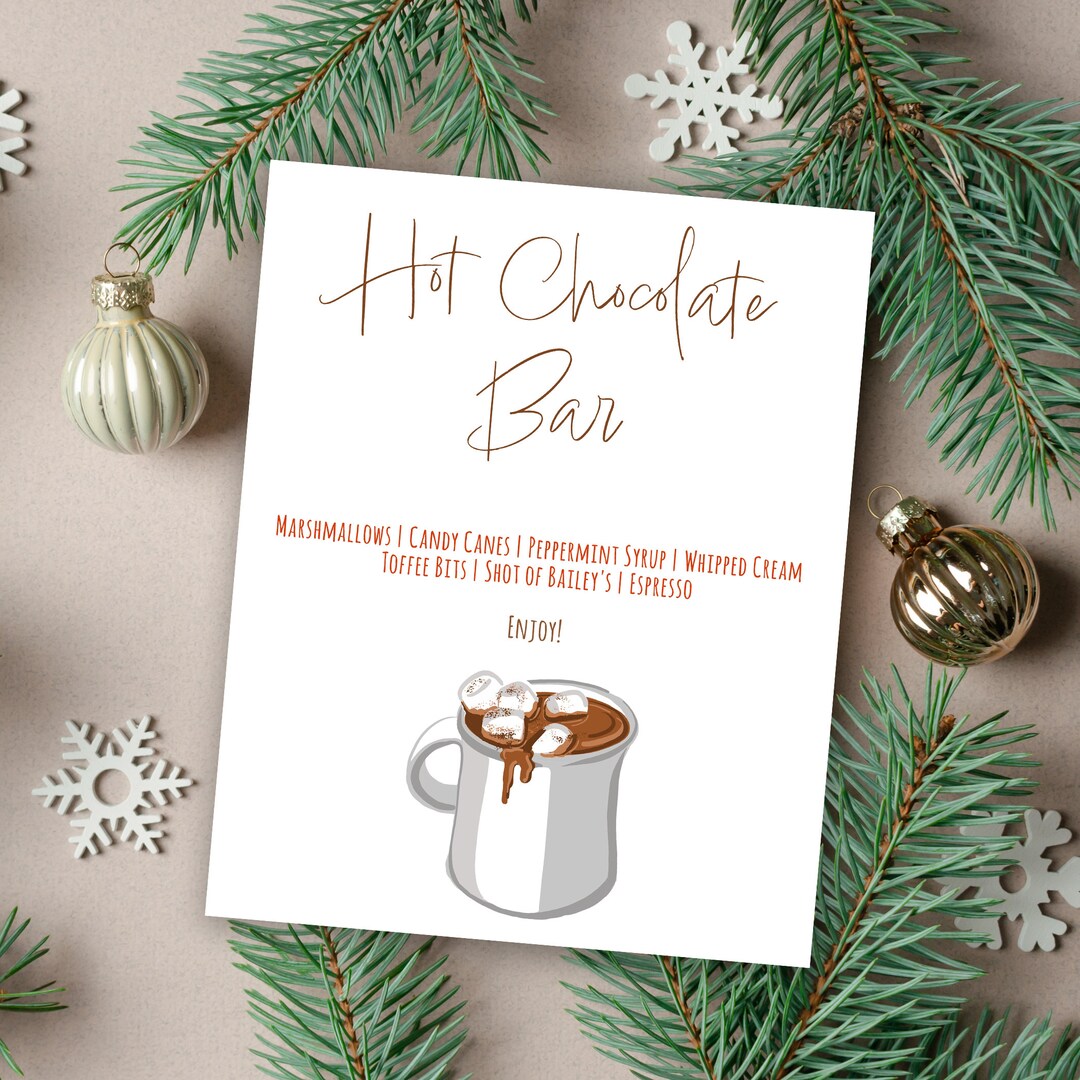 Editable Hot Chocolate Bar Menu Sign Hot Cocoa Sign - Etsy