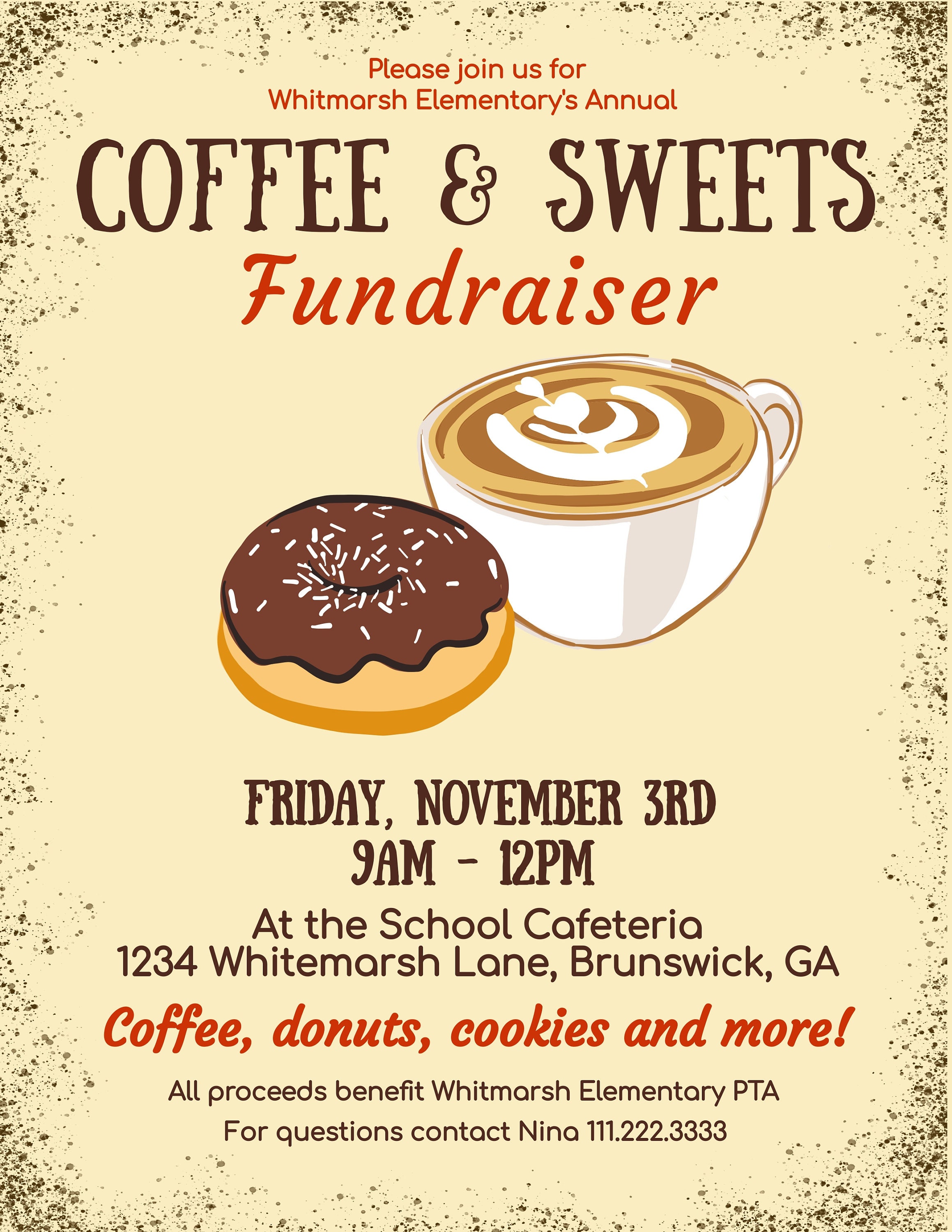 Printable Coffee and Donuts Fundraiser Flyer | Bake Sale Flyer | Donut ...