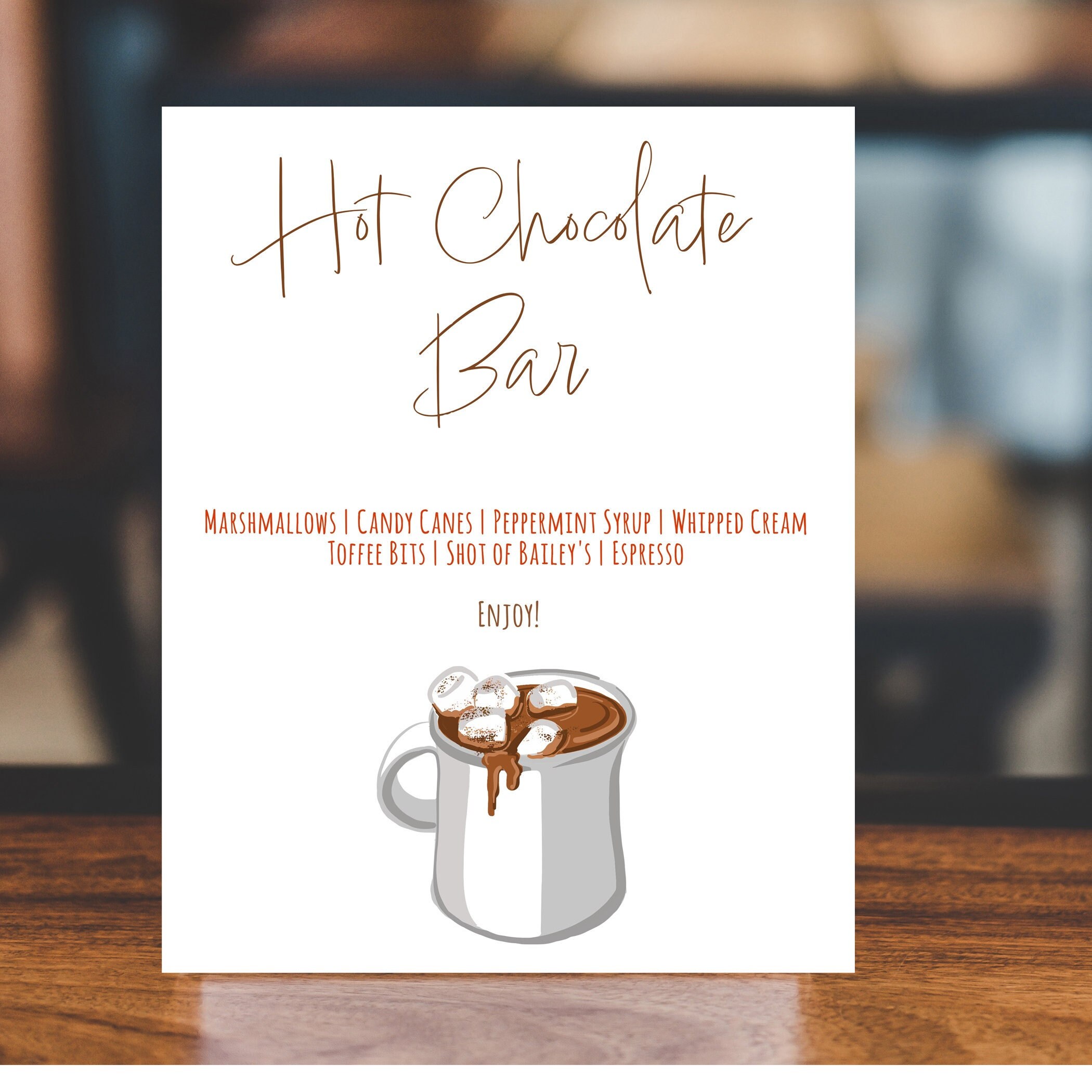 Editable Hot Chocolate Bar Menu Sign Hot Cocoa Sign - Etsy