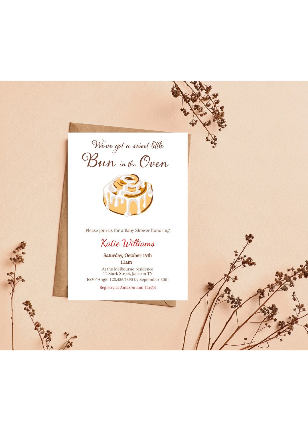 Cinnamon Roll Baby Shower Invitation: Editable Brunch Invite (digital ...