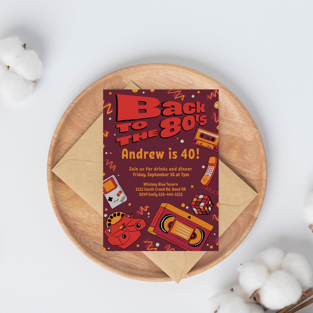 Editable 80s Theme Party Invitation | 80s Birthday Party | Back to the ...