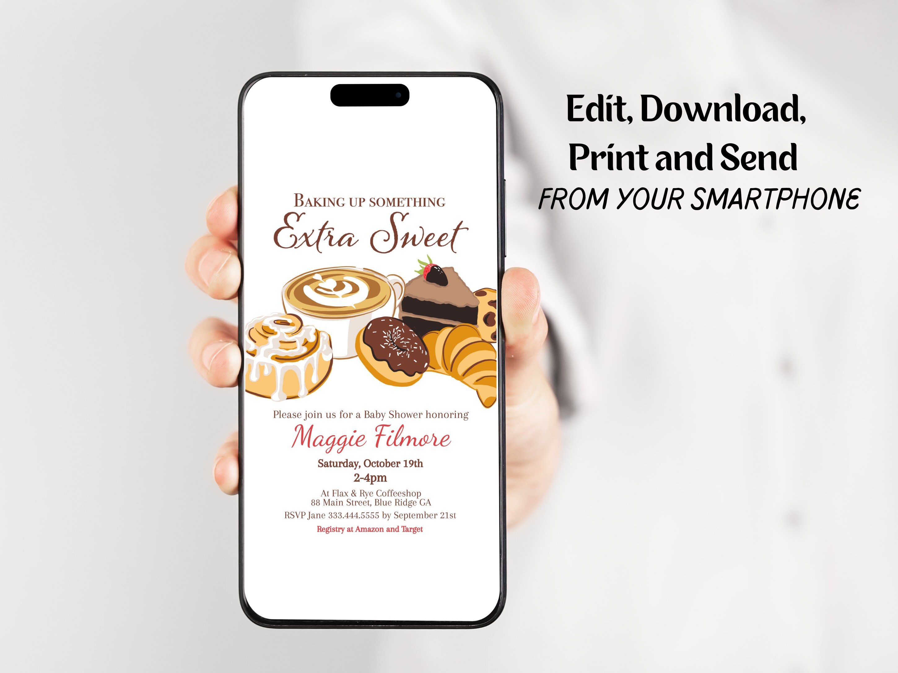 Editable Baby Shower Brunch Invitation: Pastries Theme (digital ...
