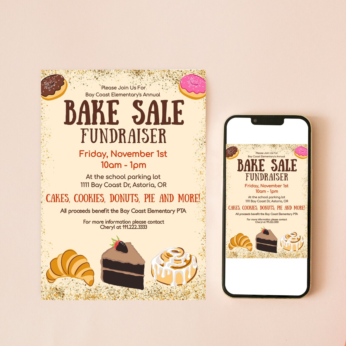 Printable Bake Sale Flyer | Church Flyer | Event Flyer | Fundraiser ...