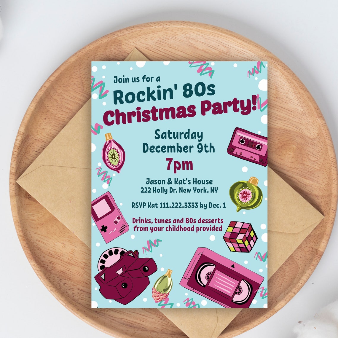 Editable 80s Christmas Party Invitation 80s Holiday Party Invite 80s ...