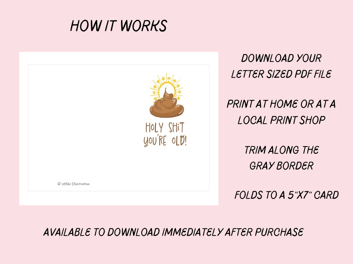 Printable Poop Card | Funny Birthday Cards | 50th Birthday Card | 70th ...