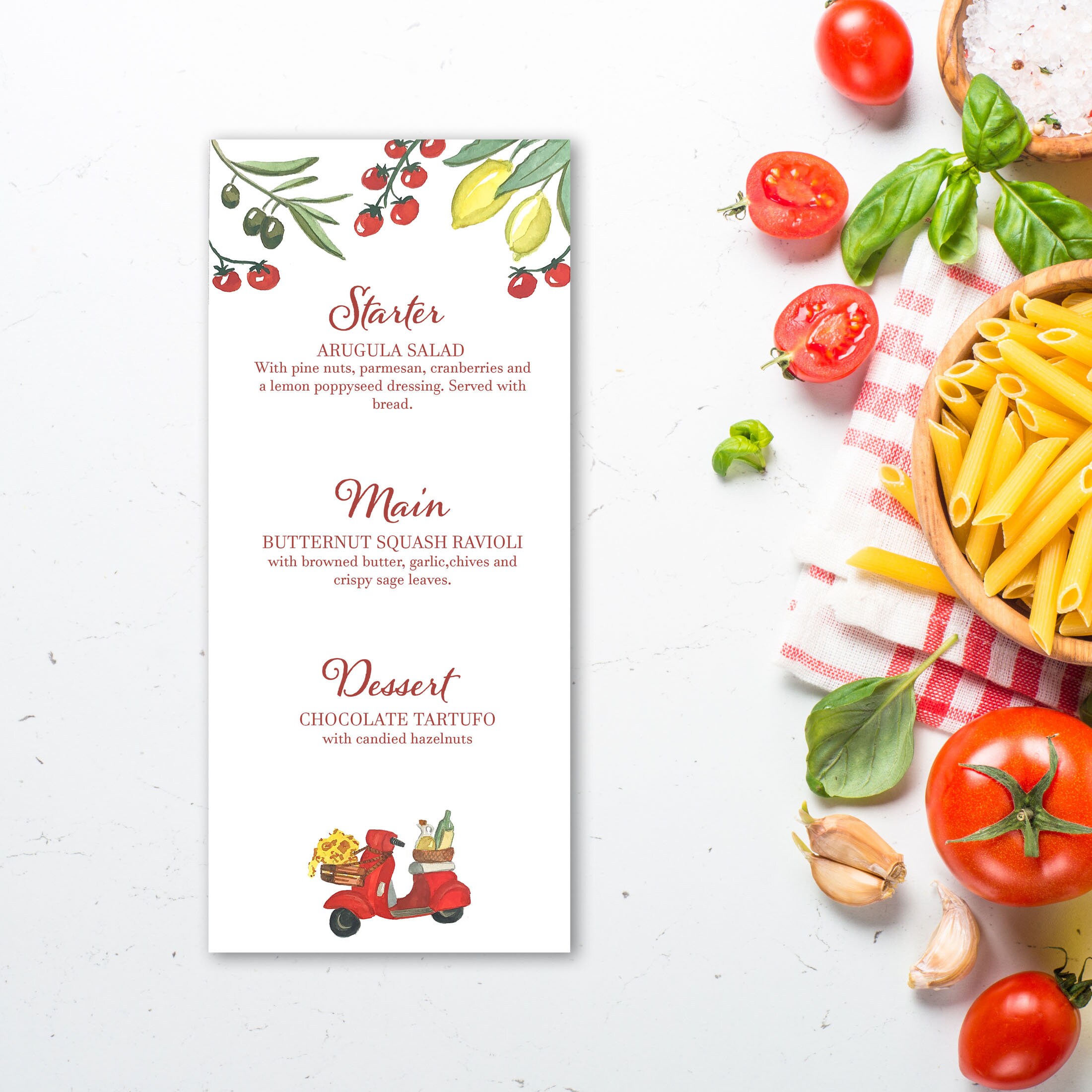 CUSTOM Food Menu | Italian Dinner Party | Food Menu Template ...