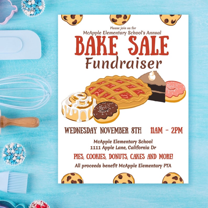Printable Bake Sale Flyer Fundraiser Flyer Church Flyer Bake Sale ...