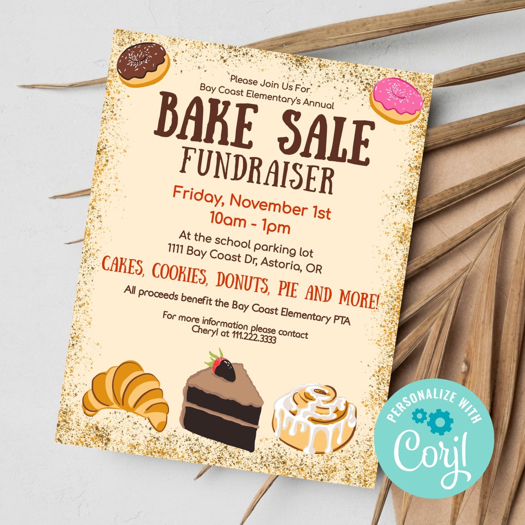 Printable Bake Sale Flyer | Church Flyer | Event Flyer | Fundraiser ...