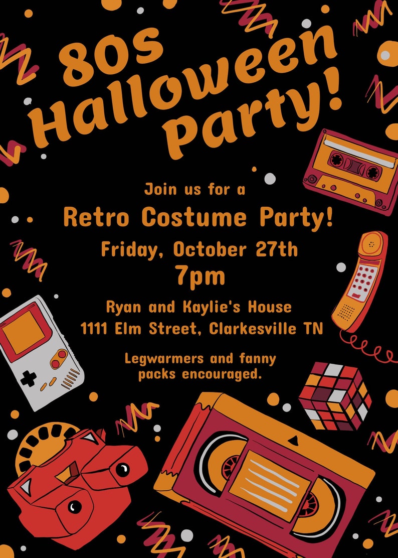 Editable 80s Halloween Invite | Halloween Party Invitation | 80s Party ...