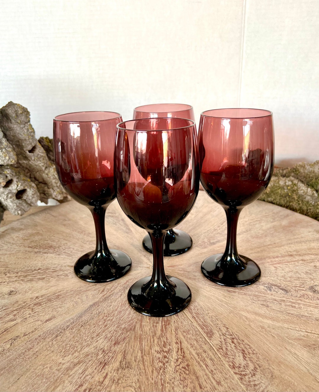 Purple Glass Stemware by Libbey Glass Co. Set of 4 Amethyst - Etsy