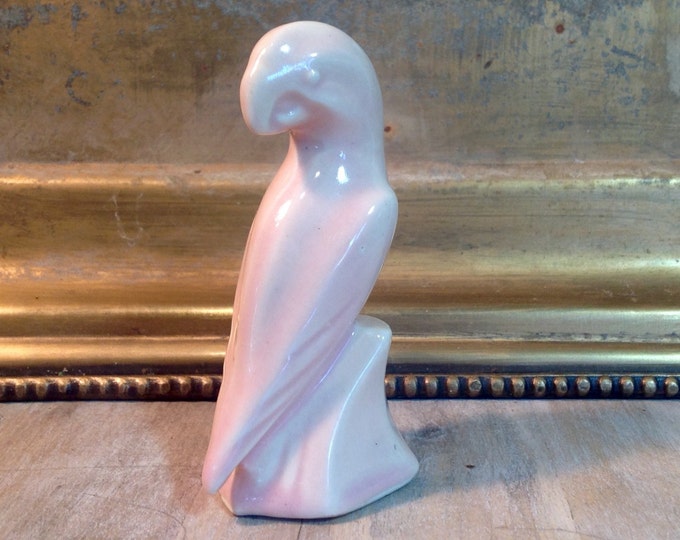 Art Deco Pink / Peach Glazed Parrot Ceramic Figurine Perched - Etsy