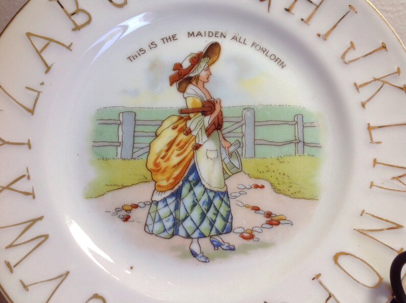 Vintage German ABC Porcelain Childs Plate of the Maiden All - Etsy