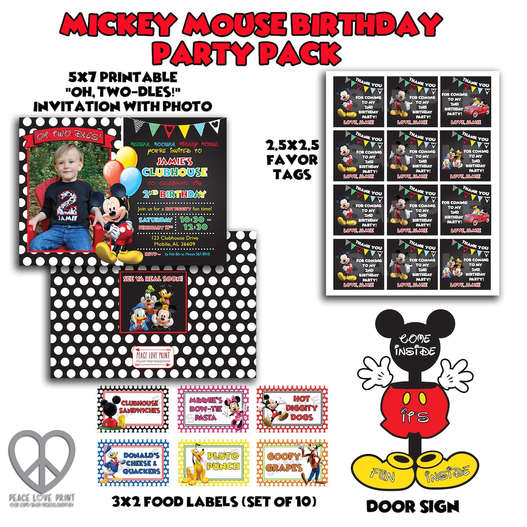 Mickey Mouse Clubhouse Oh Two-dles Birthday Party Pack - Invitation ...