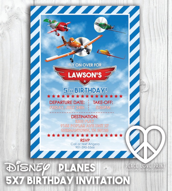 Planes Movie Birthday Custom Invitations Editable Airplane Birthday