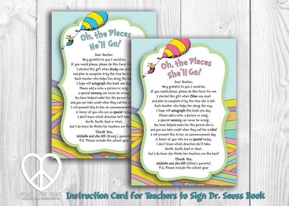 Oh The Places You ll Go Instruction Card For Teachers To Etsy
