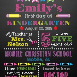 First Day of School Chalkboard Sign // Pink or Blue // Printable - Etsy