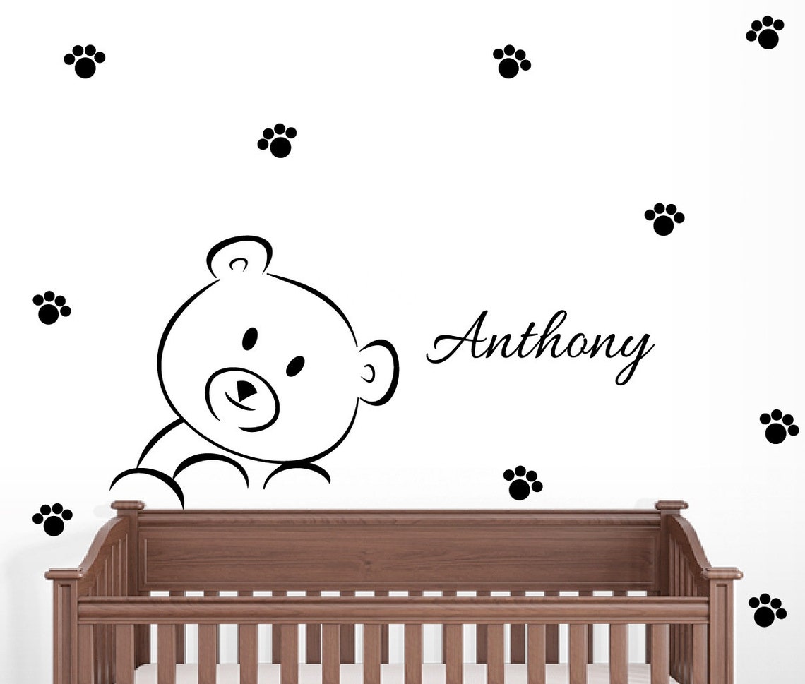 Personalized Teddy Bear Wall Decal Nursery Decor FREE - Etsy