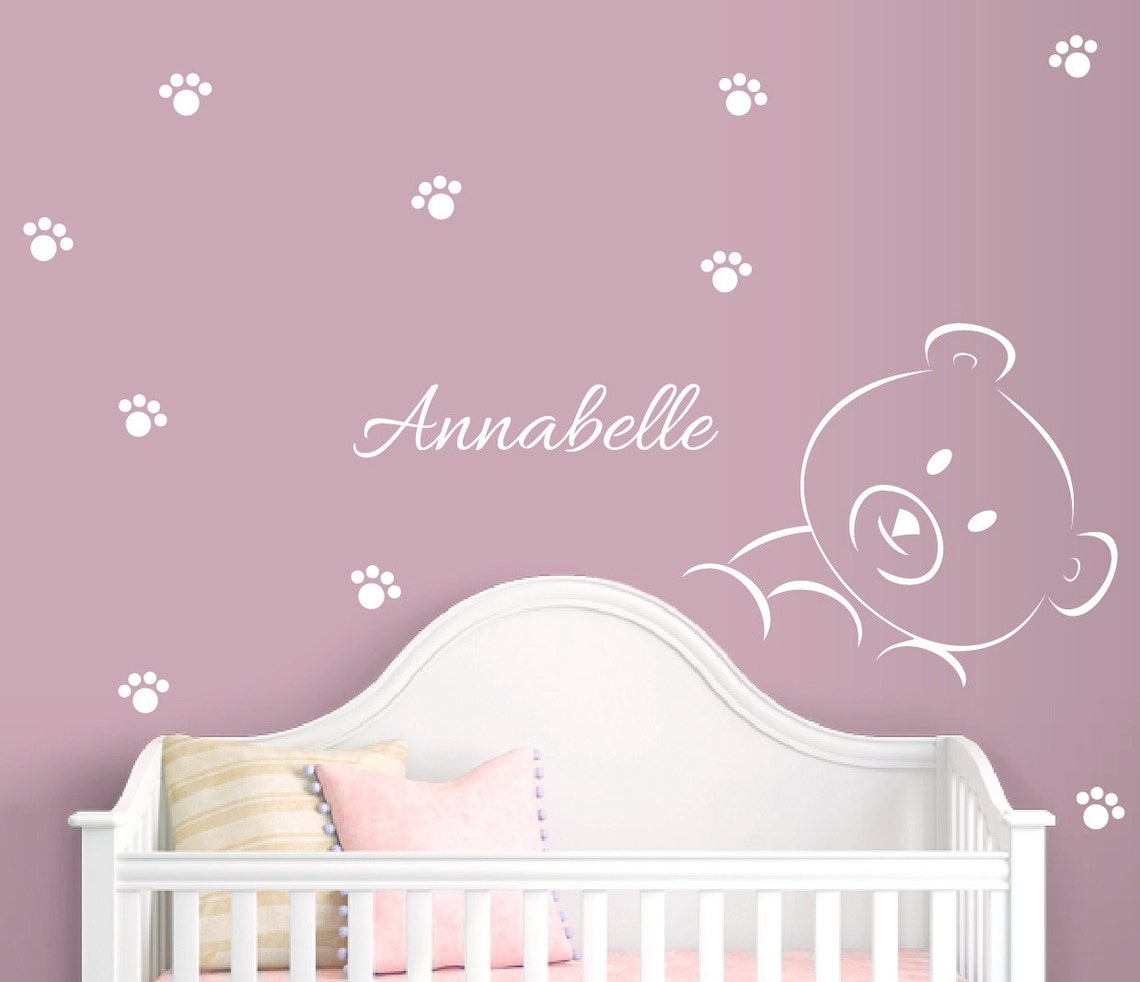 Personalized Teddy Bear Wall Decal Nursery Decor - Etsy