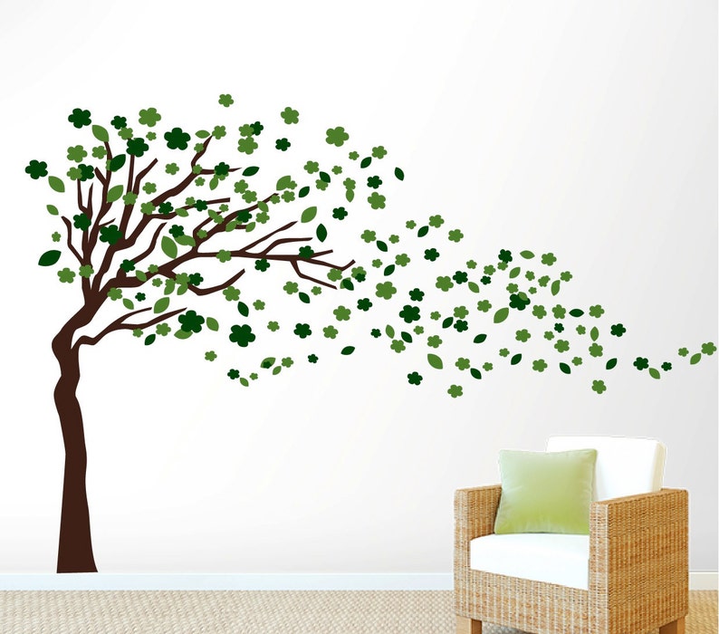6ft Tree Decal Wind Blowing 6ft Tree Wall Decal Art Sticker | Etsy