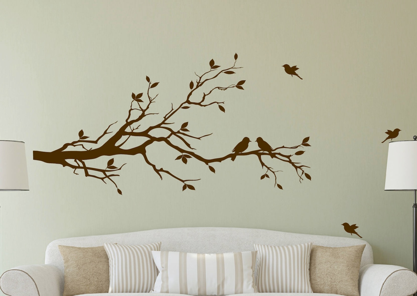 Large Tree Branch Wall Decal Deco Art Sticker Mural With 10 - Etsy