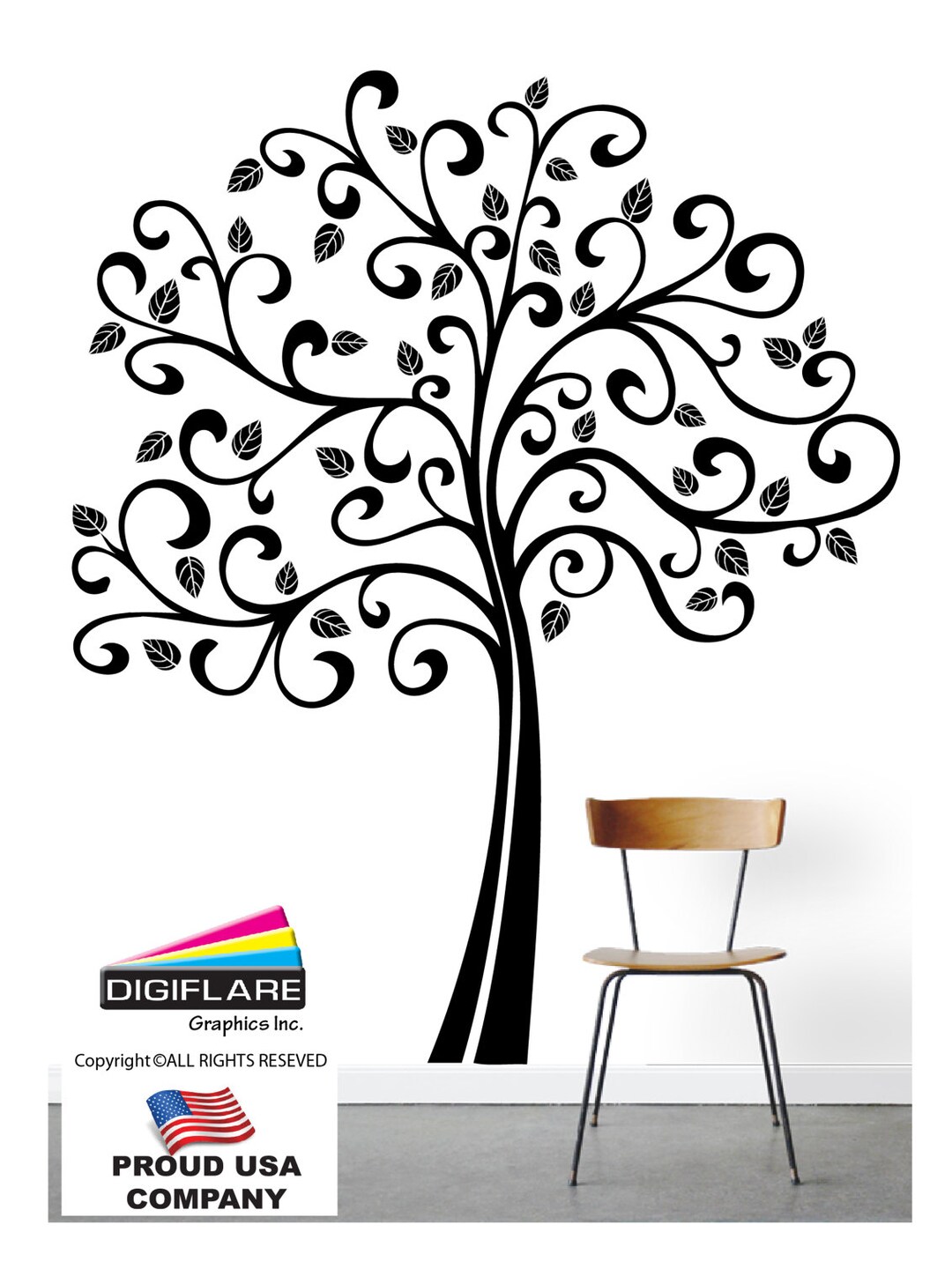 Large 6FT Curly Tree Wall Decal - Digiflare Graphics - FREE SHIPPING ...