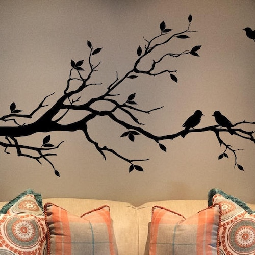 Large Tree Branch Wall Decal Deco Art Sticker Mural With 10 - Etsy