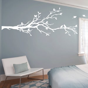 Extra Large Tree Branch Wall Decal Deco Art Sticker Mural With 10 Birds ...