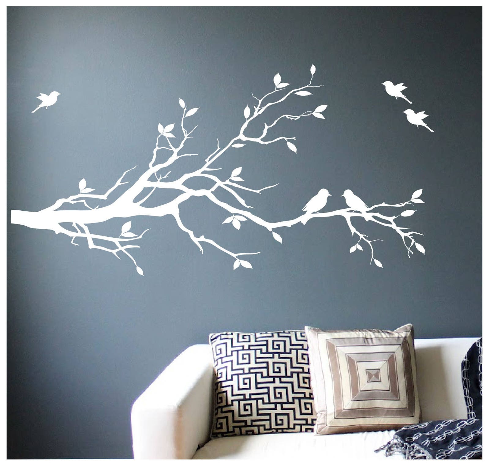 Large Tree Branch Wall Decal Deco Art Sticker Mural With 10 - Etsy