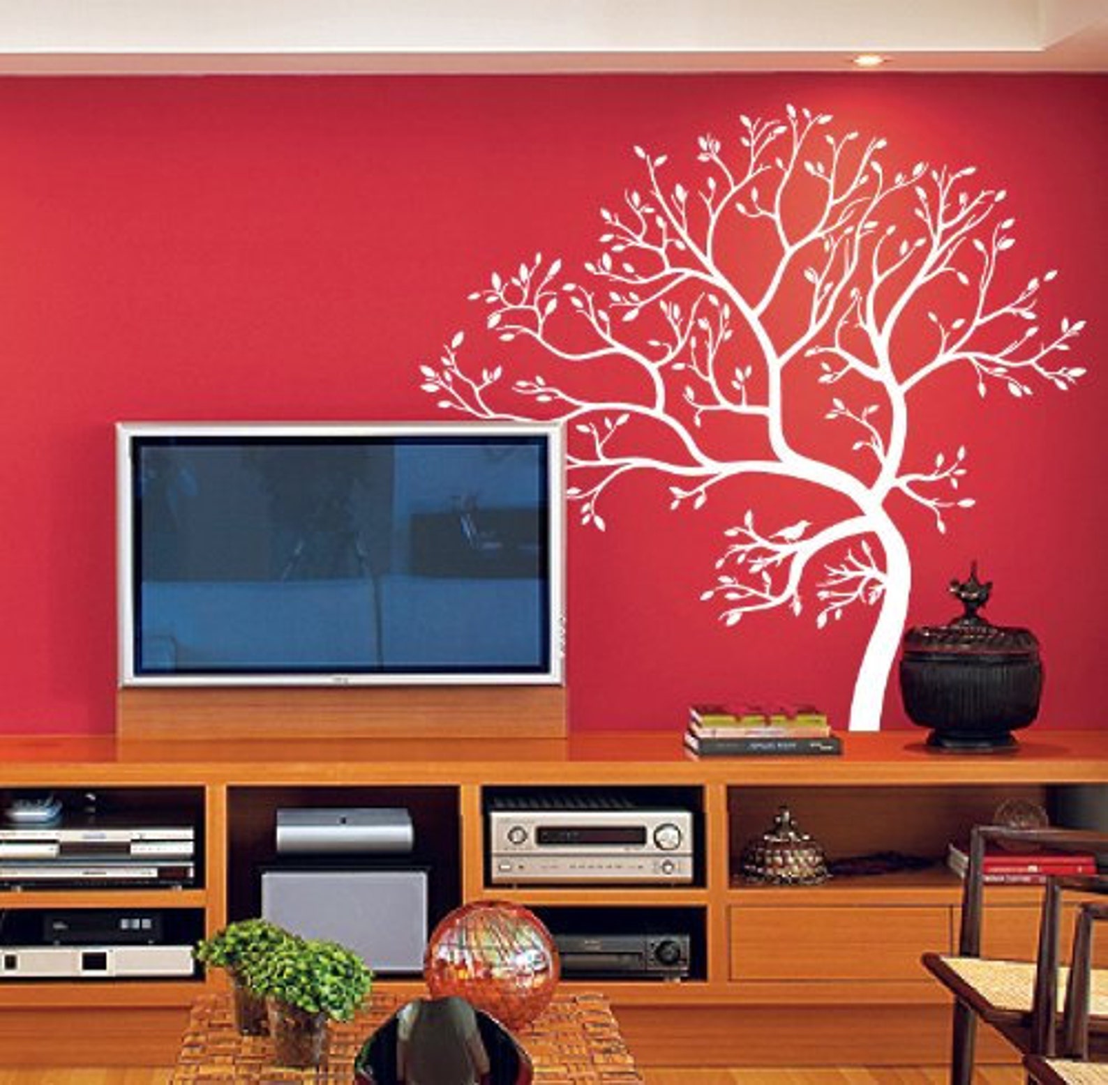 Big Tree With Bird Wall Decal Deco Art Sticker Mural Etsy