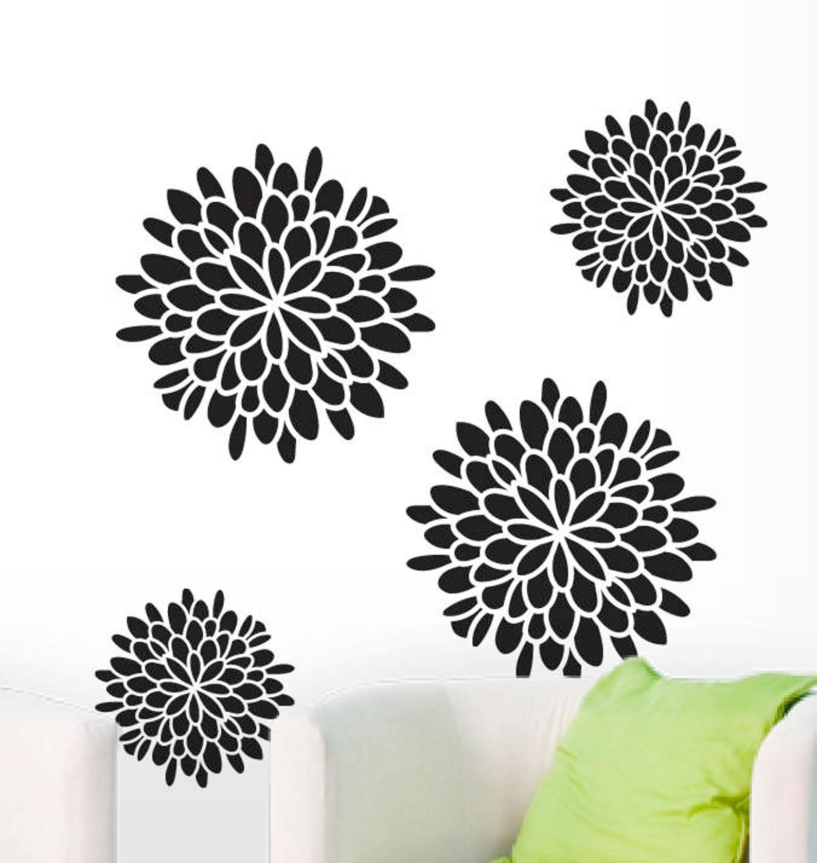 Flower Wall Decals Set of 4 Decals Dahlia Flower Vinyl - Etsy