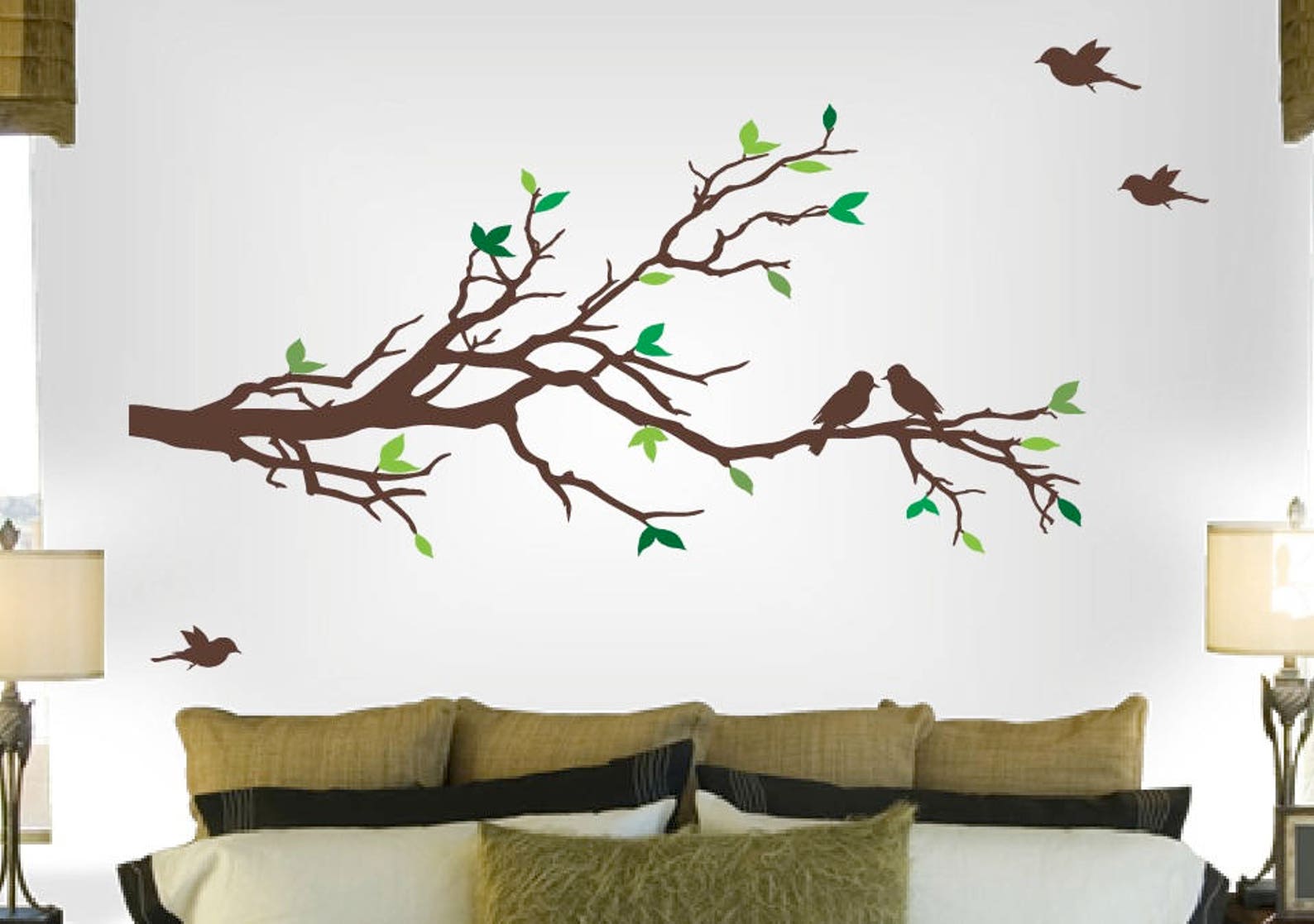 Large Tree Branch Wall Decal Deco Art Sticker Mural With 10 Etsy