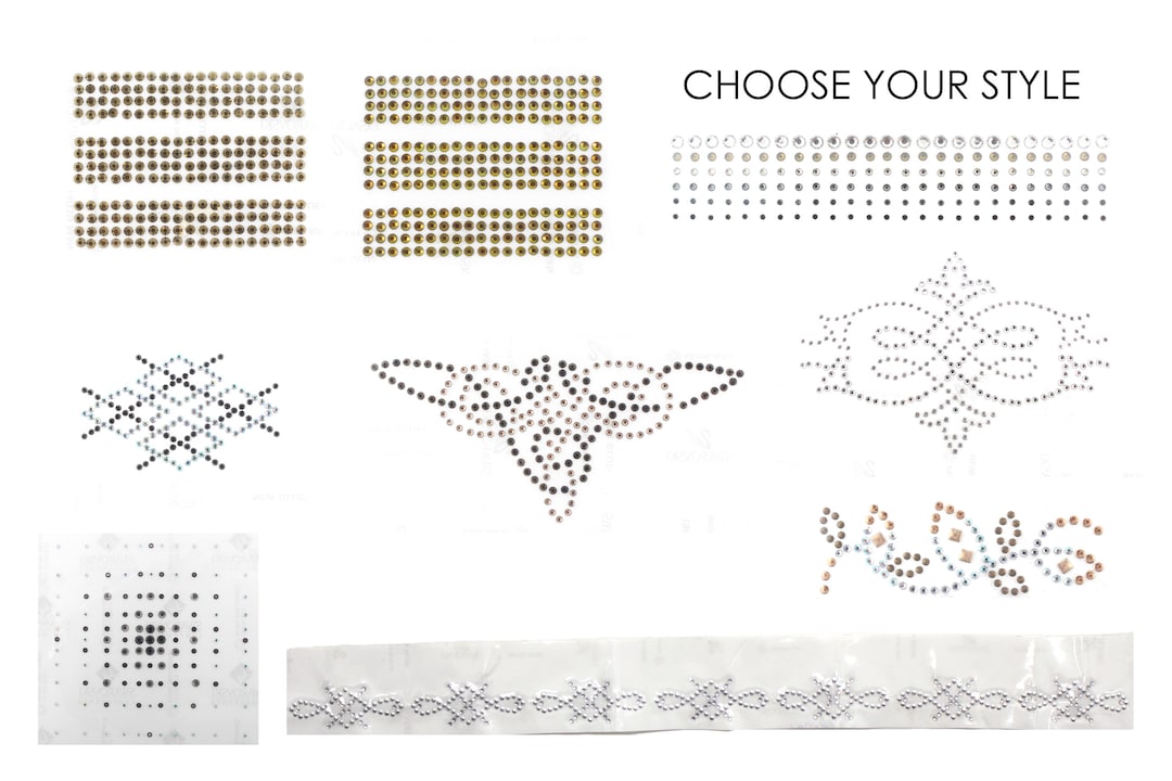 Swarovski Hot Fix Iron on Rhinestone Transfers - 9 Different Geometric ...