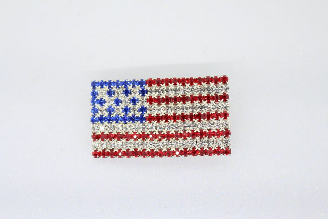 Rhinestone American Flag Pin | Patriotic and July 4th Jewelry - Etsy