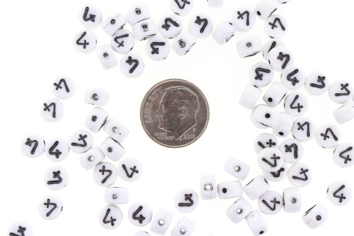 100 Piece Number & Symbol Beads YOU CHOOSE White Beads - Etsy