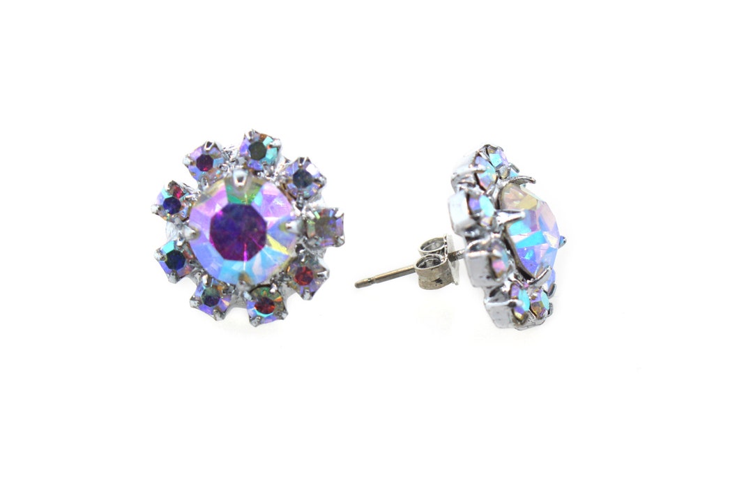 Rhinestone Stud Earrings for Ballroom, Dance, Costume - 15mm - Crystal ...