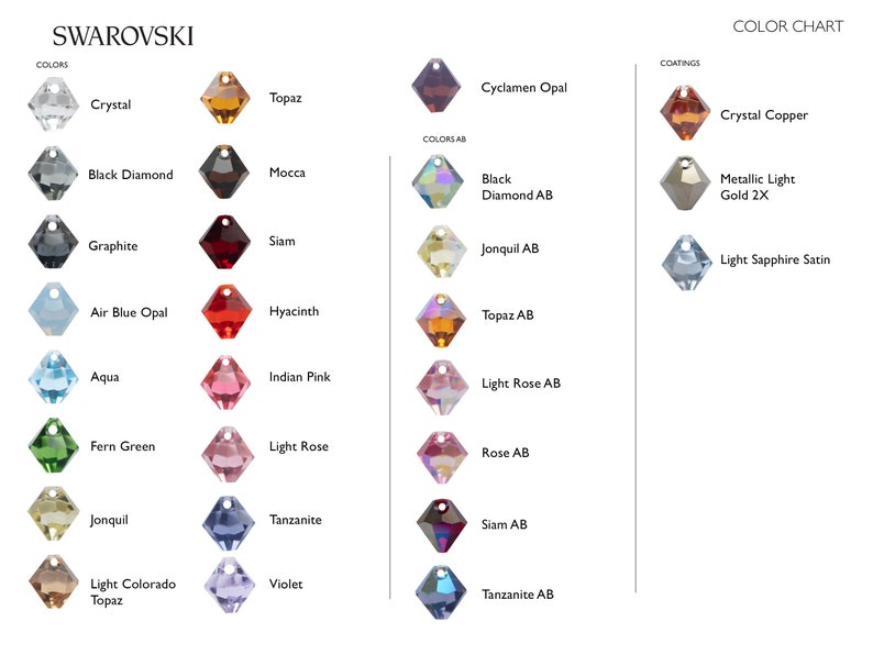 Swarovski Bicone Pendant 6301 / 6328 6mm - 72 Pieces - CHOOSE YOUR ...
