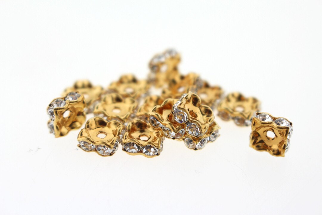 Swarovski Square Spacer Rhinestone Rondelles 8mm ( Style 77608 ) - Gold ...