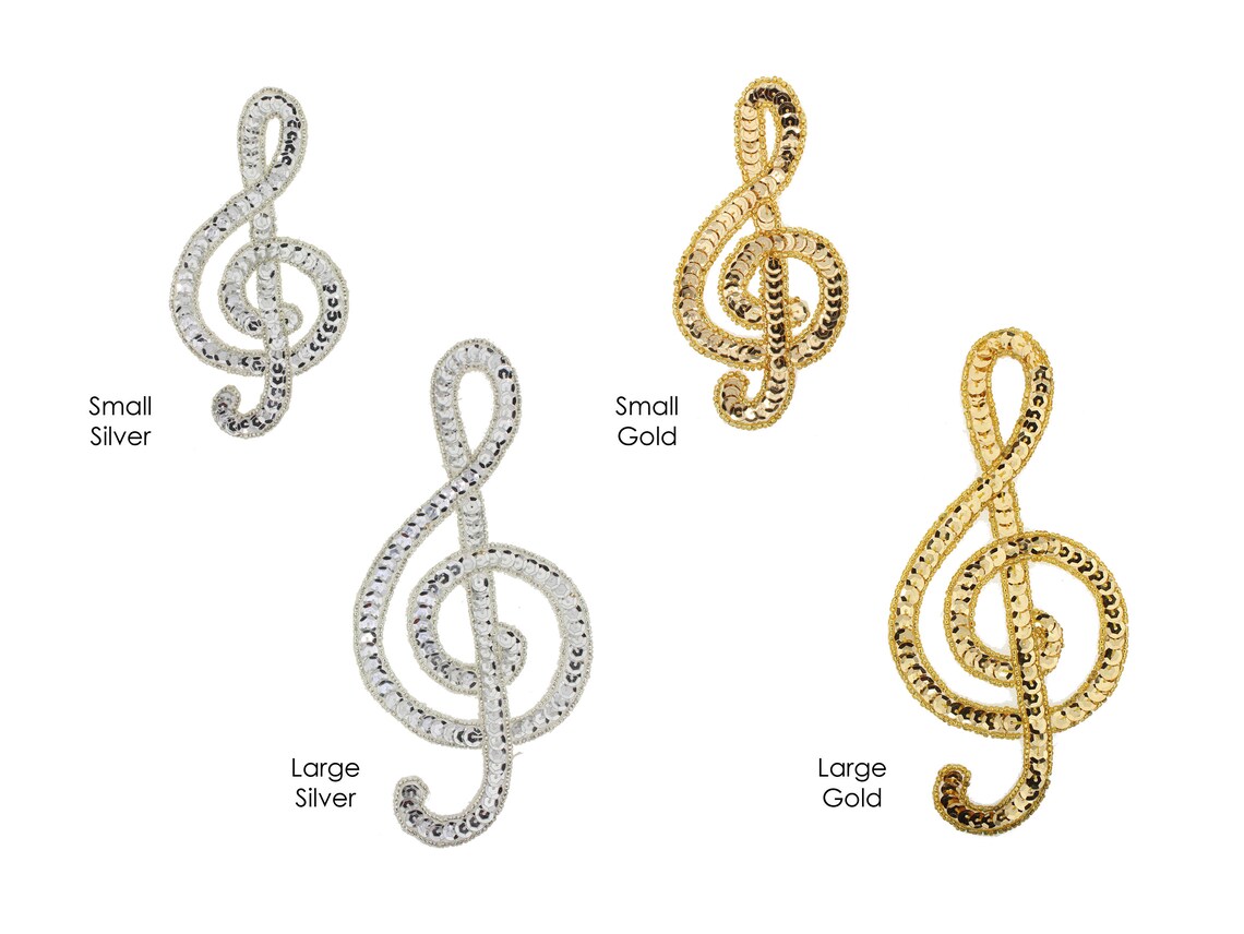 Music Note Beaded & Sequin Applique - CHOOSE Your SIZE and COLOR - Etsy