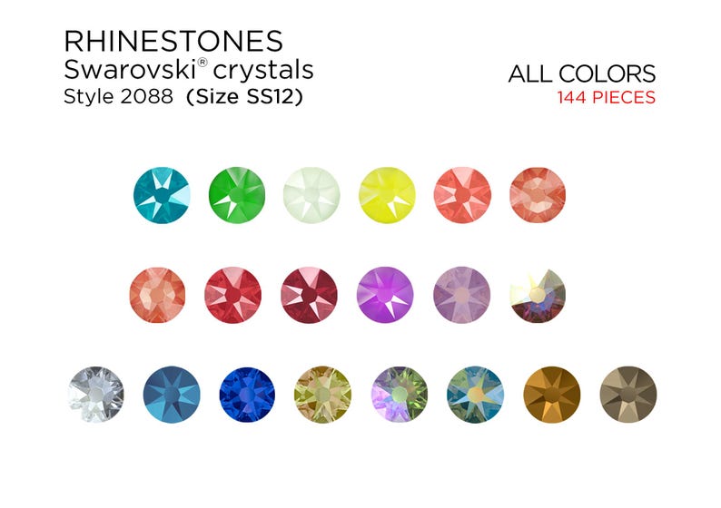 Swarovski Rhinestones 2088 SS12 Colors - CHOOSE YOUR COLOR (144 Pieces ...