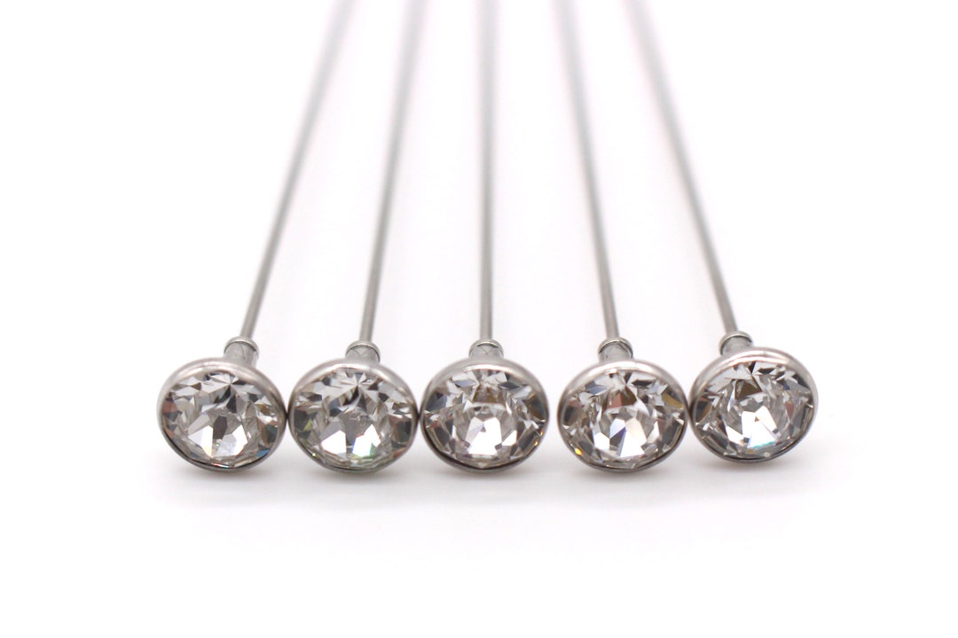 Crystal Floral Bouquet Stems for Floral Arrangement 12"- Round Silver ...