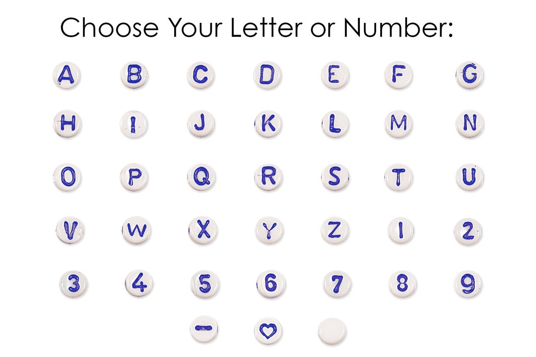 100 Piece Letter, Number & Symbol Beads - YOU CHOOSE - White Beads With ...