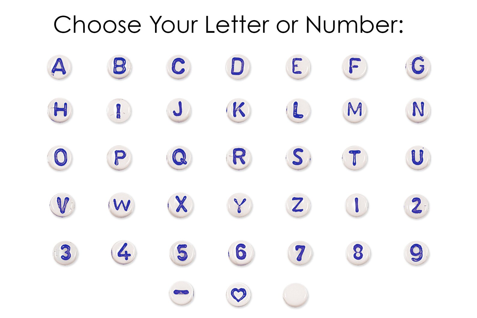 100 Piece Letter, Number & Symbol Beads - YOU CHOOSE - White Beads With ...