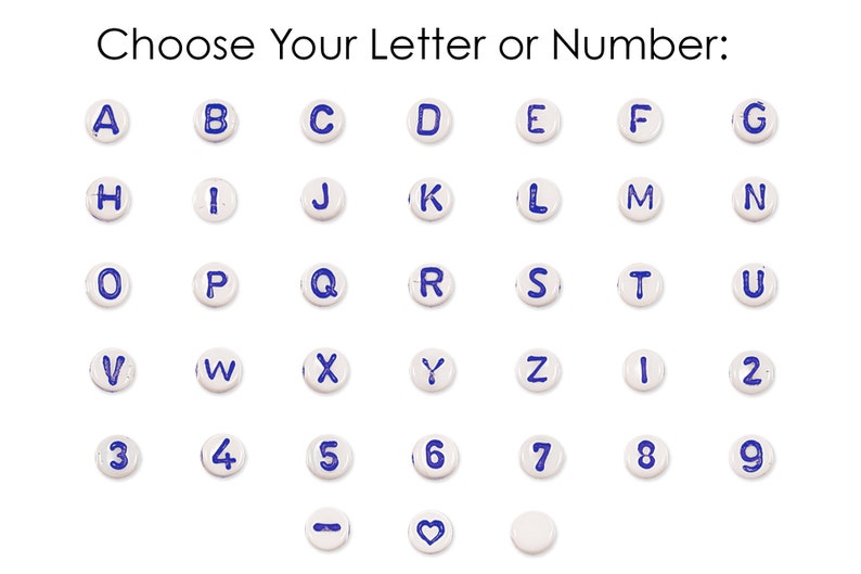 100 Piece Letter Number & Symbol Beads YOU CHOOSE White | Etsy