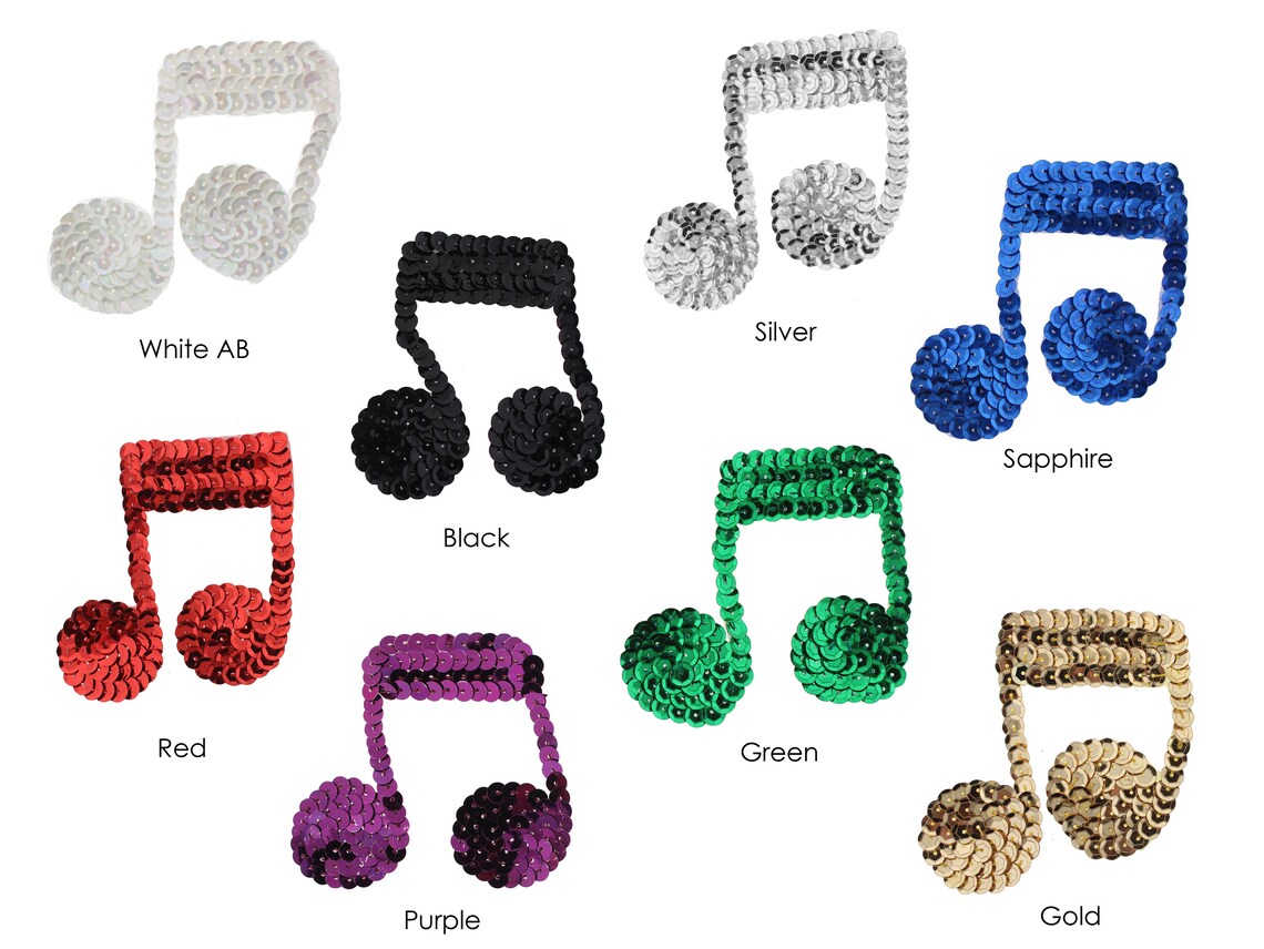 Sequin Music Notes Applique 2.5" - CHOOSE YOUR COLOR - Etsy