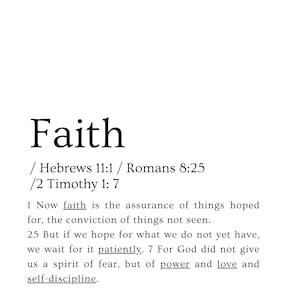 Printable Faith Definition, Digital Download, Minimalist Wall Art ...