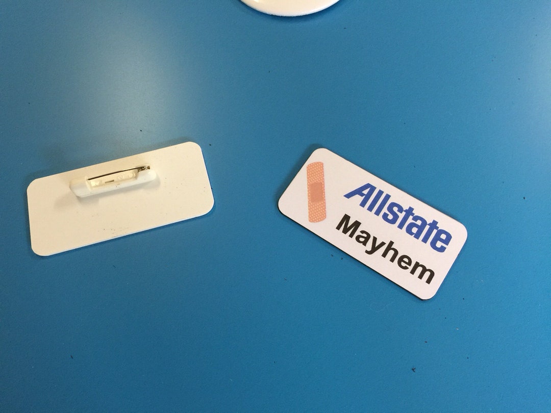 Allstate Mayhem Costume Badge - Etsy