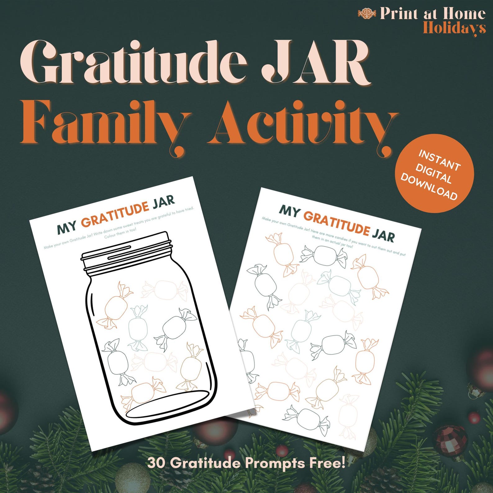 Printable Gratitude Jar | Instant Download | Thankfulness Activity ...
