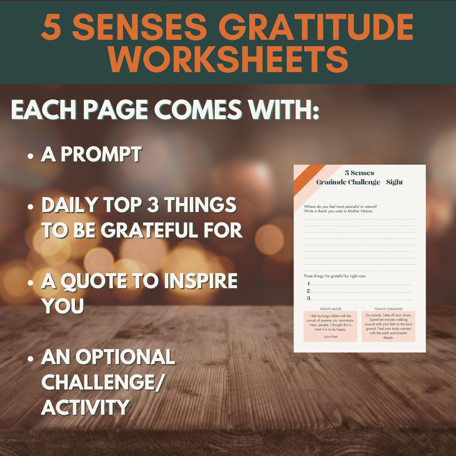 5 Senses Gratitude Printable Pack | Mindfulness Worksheets (digital ...