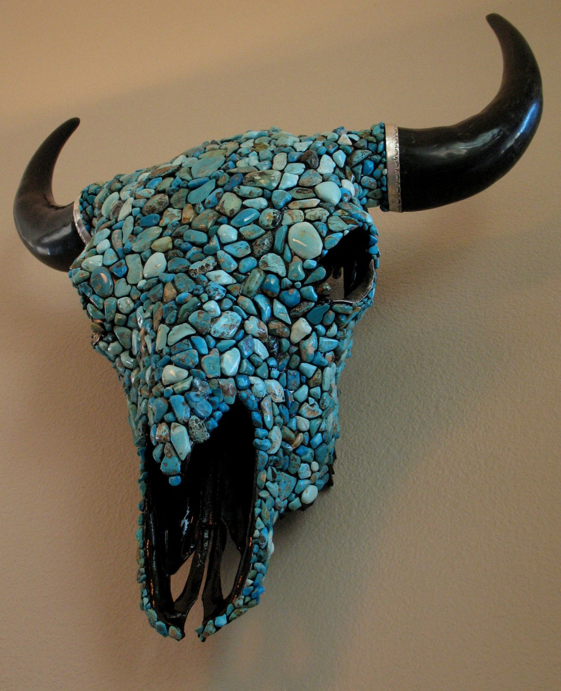 Turquoise Encrusted Buffalo Skull With Fine Silver - Etsy
