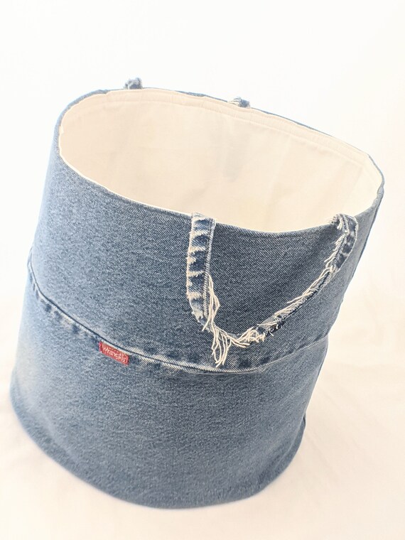 Denim Basket Upcycled Jean Basket Denim Tote Jean Tote | Etsy